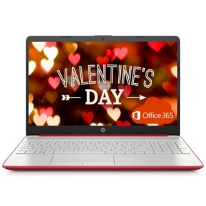 hp 2022 newest pavilion 15.6" hd laptop, intel quad-core pentium processor, 8gb ram, 128gb ssd, 11 hr battry life, hd webcam, bluetooth, hdmi, usb type-c, scarlet red, win 10 + 1 year office 365