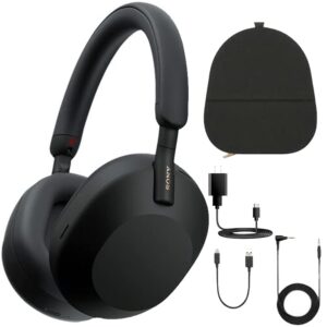 sony wh-1000xm5 noise canceling wireless over-ear headphones (black) & case