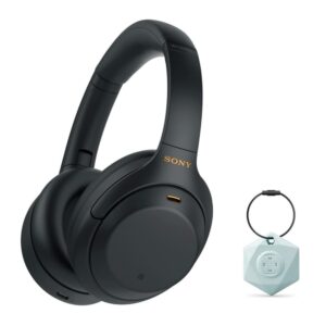 sony wh-1000xm4 wireless industry leading noise canceling overhead headphones with mic (black) bundle with find my bluetooth locator keychain (2 items)