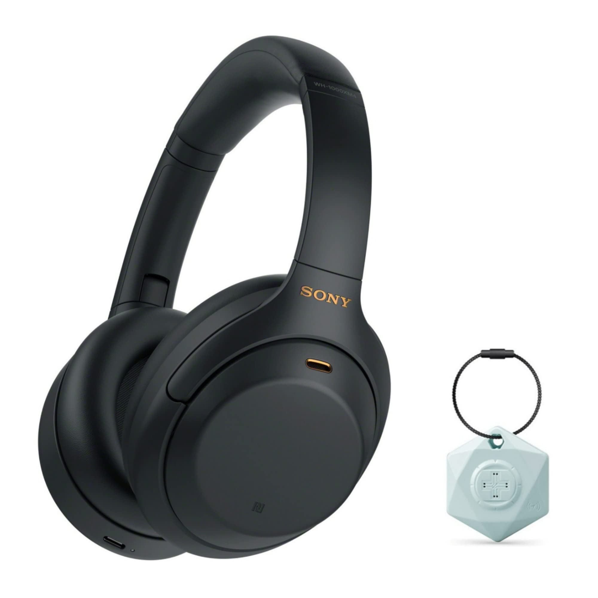 Sony WH-1000XM4 Wireless Industry Leading Noise Canceling Overhead Headphones with Mic (Black) Bundle with Find My Bluetooth Locator Keychain (2 Items)