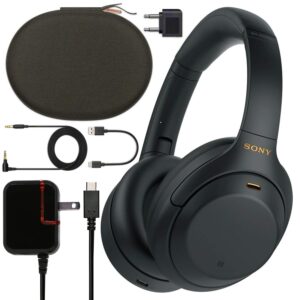 sony wh-1000xm4 wireless noise-canceling over-ear headphones (black wh1000xm4/b) bundle + wall charger with usb type-c cable