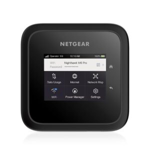 netgear nighthawk m6 pro mobile hotspot 5g mmwave, 8gbps, unlocked,at&t, t-mobile,verizon international roaming 125 countries,wifi 6e,portable device with touch control, modem wireless router(mr6550)