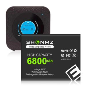 shenmz w-10a battery, upgraded [6800mah] new 0 cycle ultra higher capacity replacement battery for netgear mr1100 at&t nighthawk m1 lte mobile hotspot route (w-10 = w-10a) model no: w-10a w-10