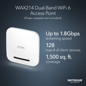 NETGEAR WiFi 6 Access Point (WAX214v2) - Dual Band PoE Access Point AX1800 Wireless Speed