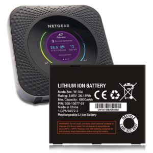 shenmz w-10a battery, [6800mah] ultra high capacity replacement battery for netgear mr1100 at&t nighthawk m1 lte mobile hotspot router netgear w-10 w-10a