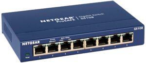 netgear 8-port gigabit ethernet unmanaged switch (gs108) - desktop or wall mount, and limited lifetime protection