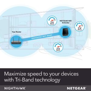 NETGEAR WiFi Mesh Range Extender EX7700 - Coverage up to 2000 sq.ft. and 40 Devices with AC2200 Tri-Band Wireless Signal Booster & Repeater (up to 2200Mbps Speed), Plus Mesh Smart Roaming (Renewed)