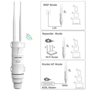 WAVLINK Outdoor WiFi Range Extender AC600 High Power Weatherproof Outdoor WiFi Extender for Backyard,Dual Band 2.4 & 5GHz Long Range Wifi Extender,Support WiFi Access Point/Repeater/Router/Bridge Mode