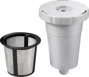 reusable coffee holder and filter set, grey 3 part with filter basket works with keurig my k-cup home brewers by purewater filters