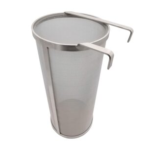 hop hopper spider strainer basket filter for homebrew hops beer & tea brewing bucket fermenter kettle, 304 stainless steel 300 micron mesh - 6" x 14"