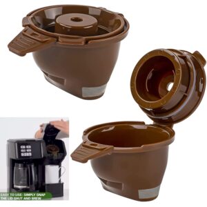 single serving ground coffee brew filter/holder basket for hamilton beach flexbrew replacement parts 49957 49974 49976 49979 49957 49954 49947 49940 49950 49966 49968 reusable coffee filter brown (2)