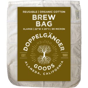 (xl 22in x 26in) organic cotton brew in a bag - designed in ca - reusable home brewing strainer bag with easyopen drawstring to boil and strain hops, apple cider, commercial cold brew coffee filter