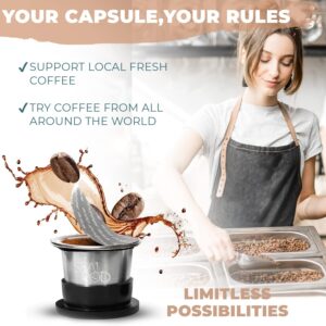 SEAL POD Reusable Nespresso Capsules - Stainless Steel Refillable Pods for Nespresso Machines (5 Pods, 120 Lids)