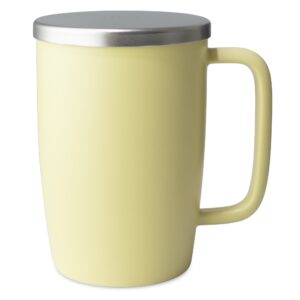 forlife dew satin finish brew-in-mug with basket infuser & stainless lid 18 oz., lemon grass