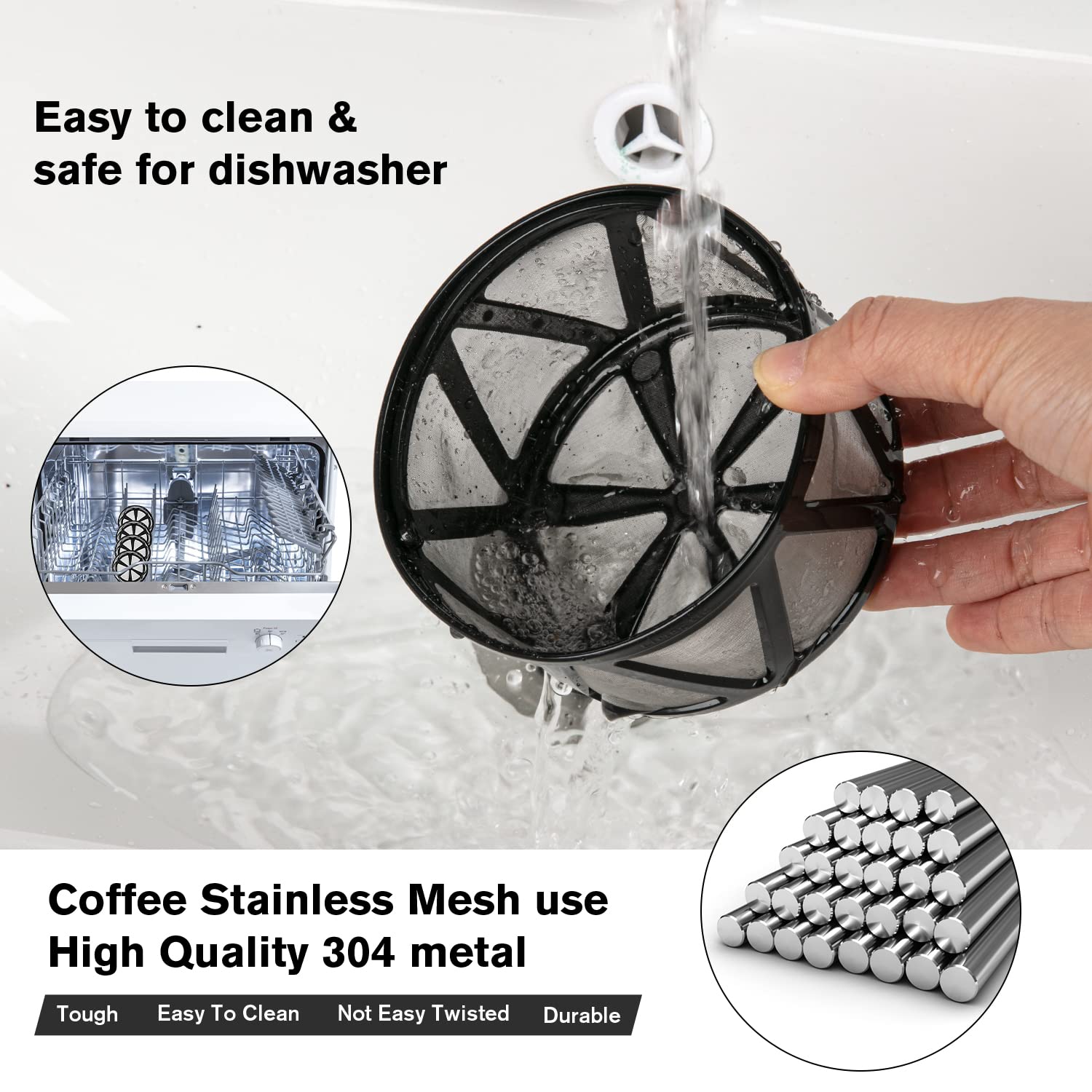 MaxRona Reusable Coffee Filter for Keurig Duo, K-Duo Essentials Coffee Brewers Only, 8-12 CUP-Replacement Permanent Basket Filter For Keurig Duo and K-Duo Essentials Coffee Makers - BPA Free