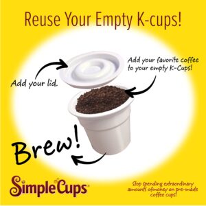 Disposable Cups for Use in Keurig® Brewers - Simple Cups - 25 Cups, Lids, Filters with Easy Close Stand - Use Your Own Coffee