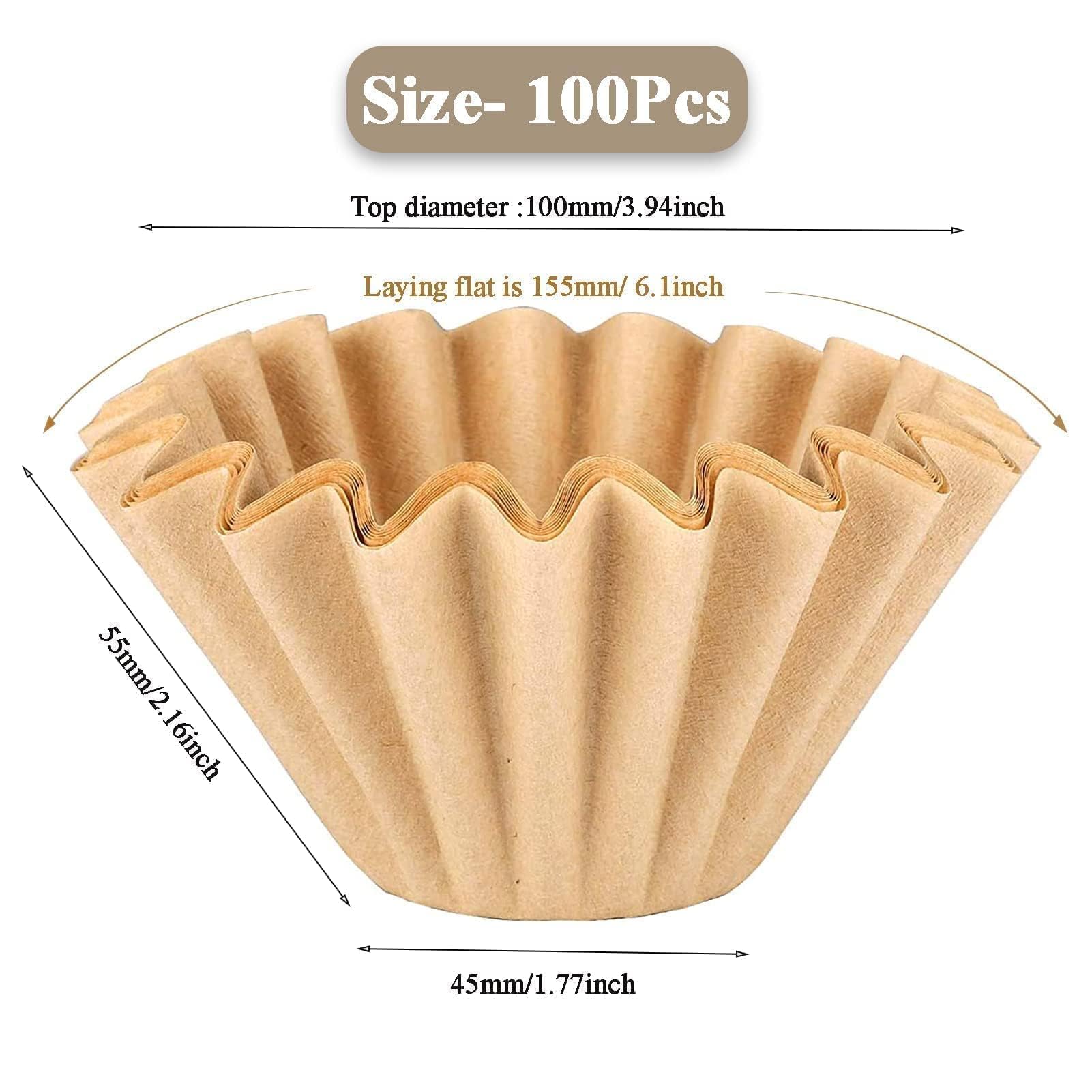 MUCXNIIY 1-2 Cup Brown Coffee Filters, 100 Count Unbleached Basket Coffee Filter Paper for Miniature Mr Coffee, Small Coffee Maker, Single Serve Coffee Pot, Pour Over Coffee Kit