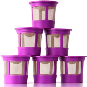 6 reusable k cups for keurig coffee makers - bpa free universal fit purple refillable kcups coffee filters for 1.0 and 2.0 keurig brewers