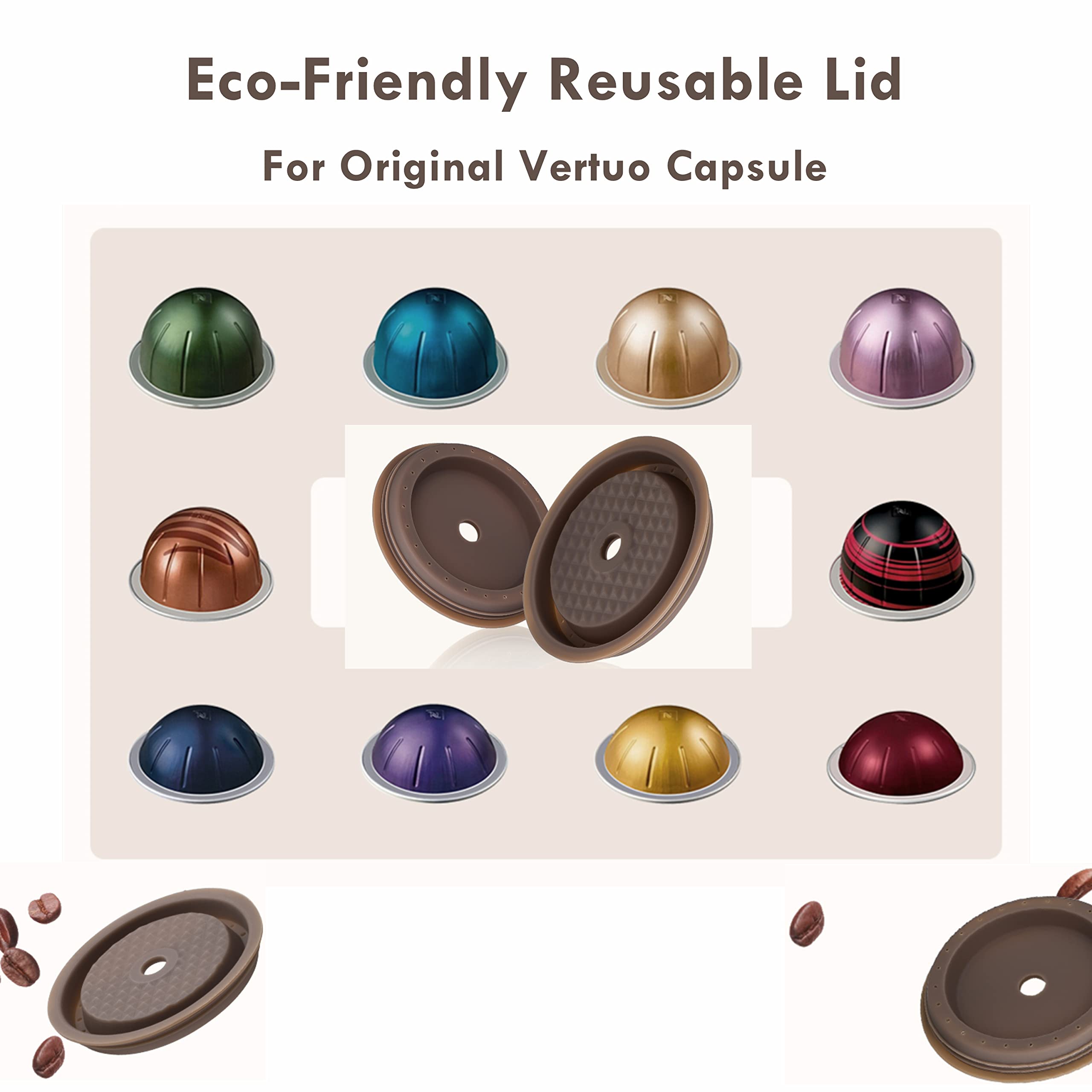 Reusable Coffee Capsule Lid For Original Vertuoline Coffee Pod Food Grade Silicone Cap For Refillable Nespresso Vertuo Capsule, BENFUCHEN Silicone Capsule Cover For VertuoPods, 1 Silicone Lid