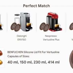 Reusable Coffee Capsule Lid For Original Vertuoline Coffee Pod Food Grade Silicone Cap For Refillable Nespresso Vertuo Capsule, BENFUCHEN Silicone Capsule Cover For VertuoPods, 1 Silicone Lid