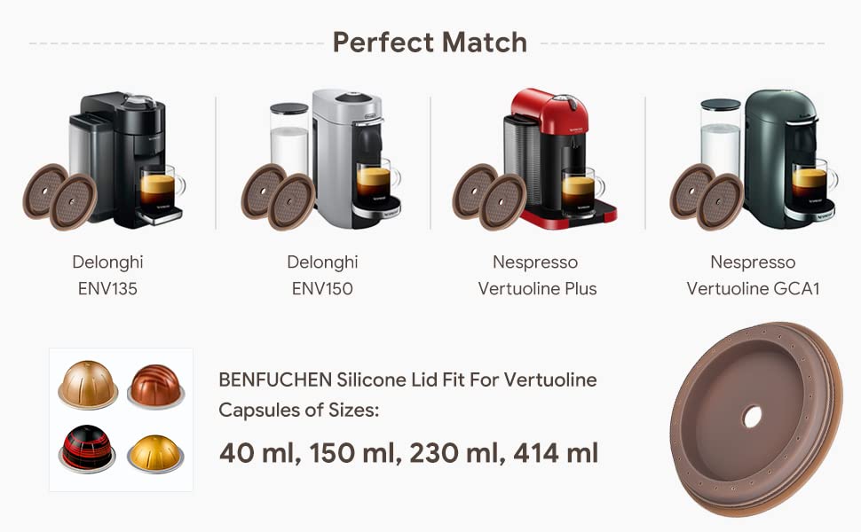 Reusable Coffee Capsule Lid For Original Vertuoline Coffee Pod Food Grade Silicone Cap For Refillable Nespresso Vertuo Capsule, BENFUCHEN Silicone Capsule Cover For VertuoPods, 1 Silicone Lid