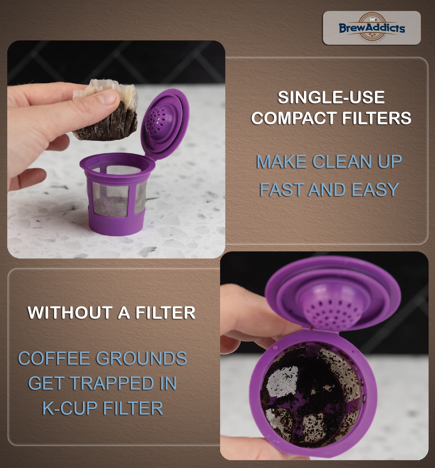 Brew Addicts 600 Paper Coffee Single-Use Filters for Keurig 1.0 & 2.0.