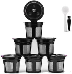 potoceen reusable cups with lids compatible for use in universal kiurig 2.0 & 1.0 brewer，6 pack refillable coffee pods，coffee filter basket