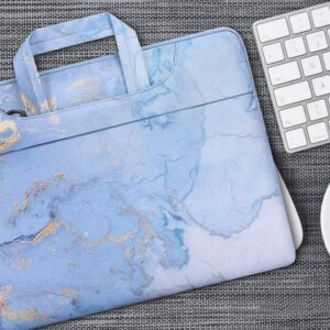 MOSISO Laptop Shoulder Bag Compatible with MacBook Pro 16 inch 2023-2019 M2 A2780 M1 A2485 Pro/Max A2141/Pro 15 A1398,15-15.6 inch Notebook, Polyester Watercolor Marble Carrying Briefcase, Blue