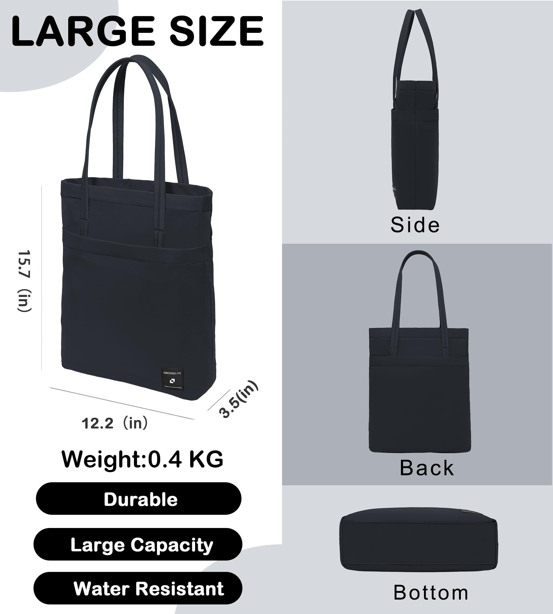 BASICPOWER Tote Bag for Women, Lightweight Shoulder Purse Laptop Work Gym Bag for Gym, Travel, Work