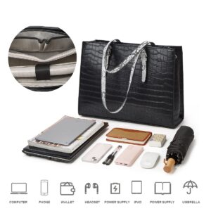 Laptop Bag for Women 15.6 inch Laptop Tote Bag Leather Classy Computer Briefcase for Work Waterproof Handbag 2pcs Set