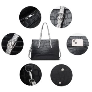 Laptop Bag for Women 15.6 inch Laptop Tote Bag Leather Classy Computer Briefcase for Work Waterproof Handbag 2pcs Set