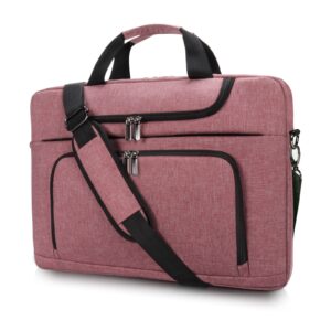 bertasche laptop bag 17.3 inch for women computer bag laptop case for work travel business briefcase w/shoulder strap,rose red