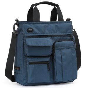 ix inoxto mens messenger bag laptop shoulder bag computer work office bag waterproof briefcases for travel work (blue)