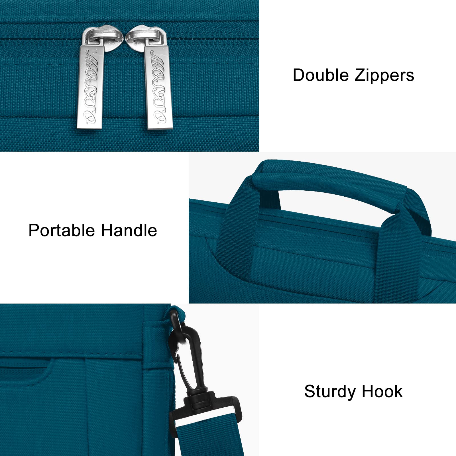 MOSISO Laptop Shoulder Messenger Bag Compatible with MacBook Air/Pro,13-13.3 inch Notebook,Compatible with MacBook Pro 14 inch M3 M2 M1 Pro Max 2023-2021 with Adjustable Depth at Bottom, Deep Teal