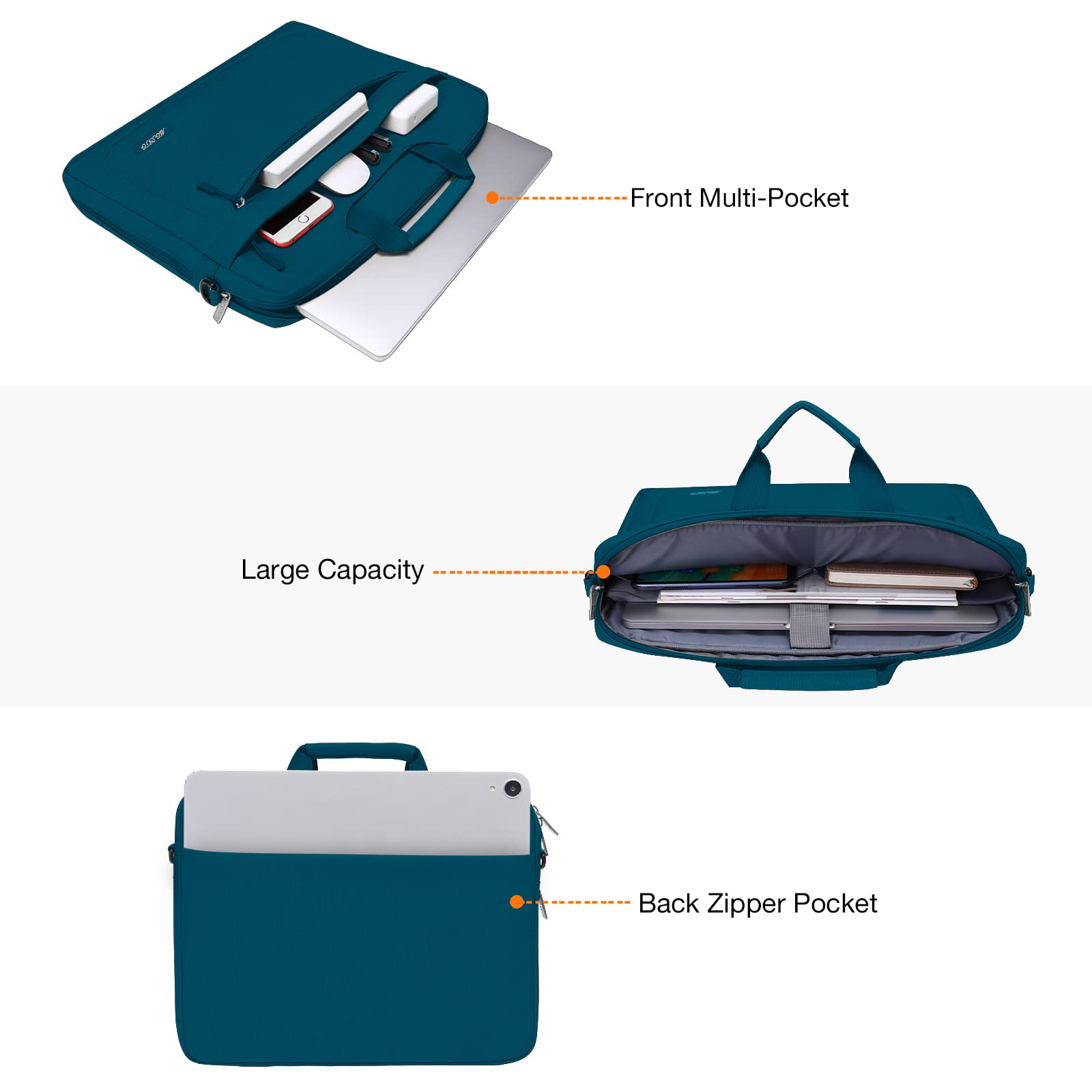 MOSISO Laptop Shoulder Messenger Bag Compatible with MacBook Air/Pro,13-13.3 inch Notebook,Compatible with MacBook Pro 14 inch M3 M2 M1 Pro Max 2023-2021 with Adjustable Depth at Bottom, Deep Teal