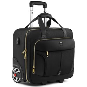 rucyen rolling laptop bag, 17.3 inch rolling briefcase for men & women,laptop briefcase on wheels, overnight bags carry on bag, for business travel