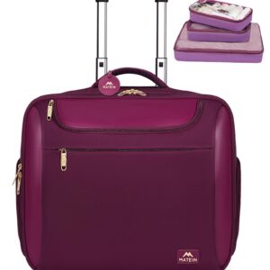 MATEIN Rolling Briefcase for Women, Large 17 Inch Laptop Travel Bag with Wheels & 3 Packing Cubes, Carry On Business Luggage Office Roller Computer Case Suitcase for Teacher College Work, Purple