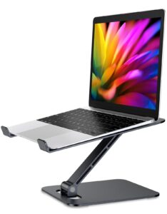 riwuct foldable laptop stand, height adjustable ergonomic computer stand for desk, aluminum portable laptop riser holder