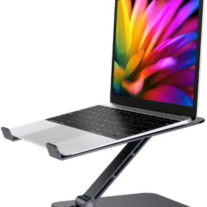 RIWUCT Foldable Laptop Stand, Height Adjustable Ergonomic Computer Stand for Desk, Aluminum Portable Laptop Riser Holder