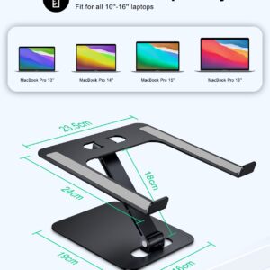 RIWUCT Foldable Laptop Stand, Height Adjustable Ergonomic Computer Stand for Desk, Aluminum Portable Laptop Riser Holder