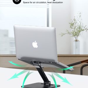 RIWUCT Foldable Laptop Stand, Height Adjustable Ergonomic Computer Stand for Desk, Aluminum Portable Laptop Riser Holder