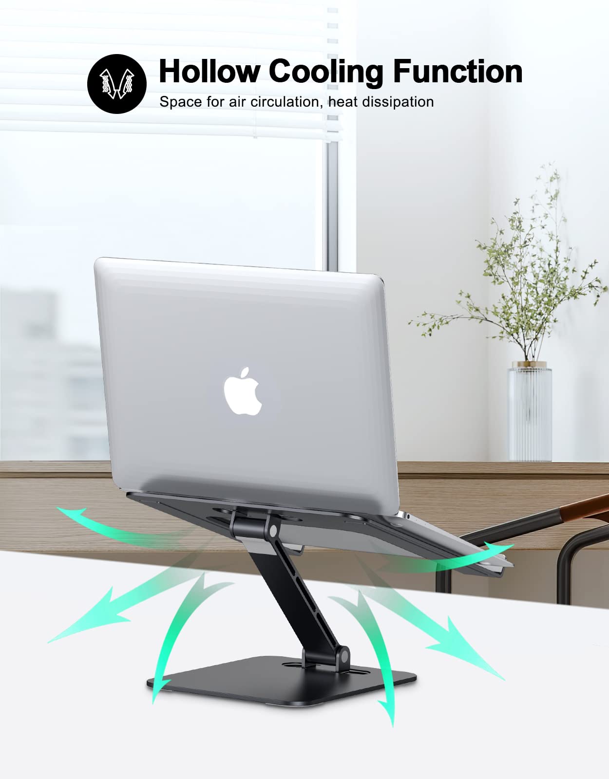 RIWUCT Foldable Laptop Stand, Height Adjustable Ergonomic Computer Stand for Desk, Aluminum Portable Laptop Riser Holder