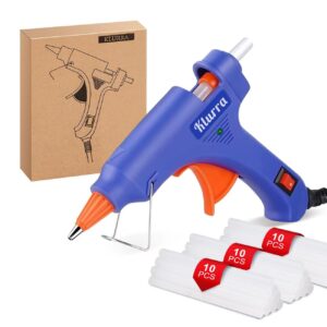 klurra glue gun, mini hot glue gun kit with 30 glue sticks for school crafts diy arts quick home repairs, 20w (blue)