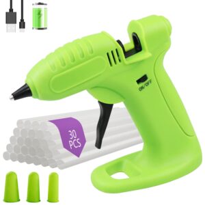 cordless hot glue gun, glue gun cordless & rechargeable, cordless gun glue, usb glue gun with 30 glue gun sticks & battery operated & charger glue guns kit for crafts diy arts home repairs