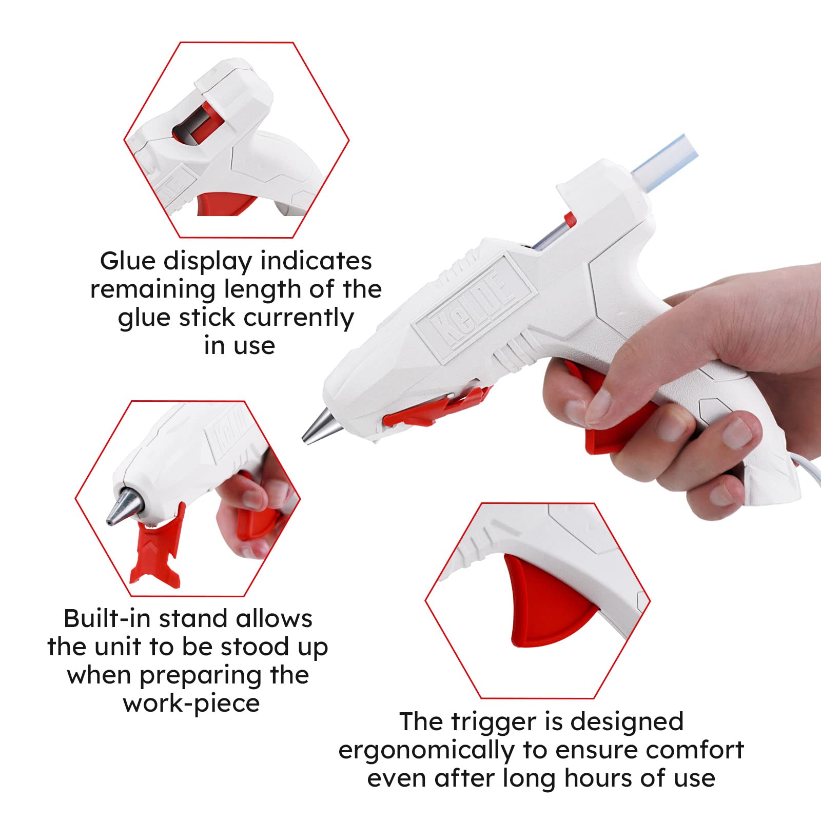 KeLDE Full Size Glue Gun Kit - 40W High Temperature Hot Glue Gun with 10pcs Glue Sticks for DIY & Craft projects, Home decor…