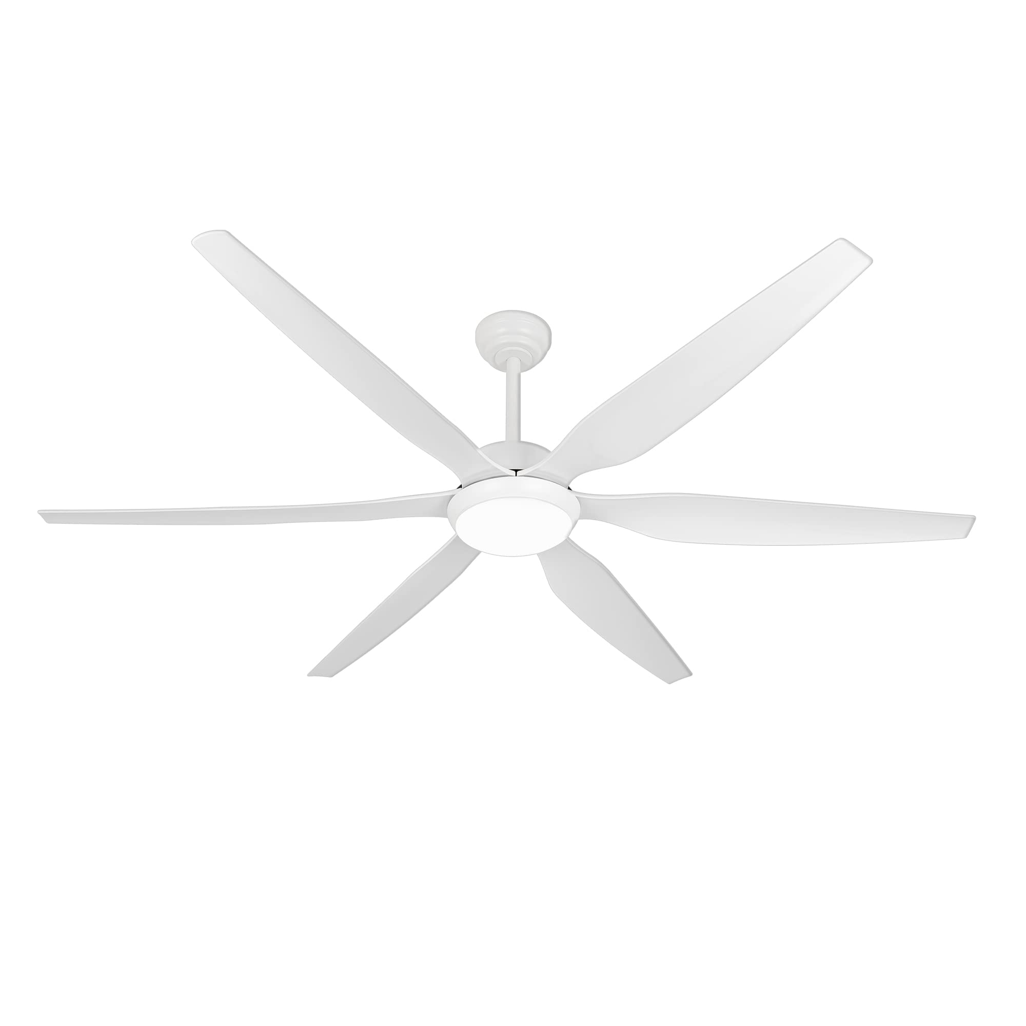 Wozzio 65 Inch Ceiling Fan with Lights and Remote,6 Blades,Reversible,6 Speed Noiseless DC Motor,Large Ceiling Fan White for Indoor Outdoor Bedroom/Patios/Farmhouse