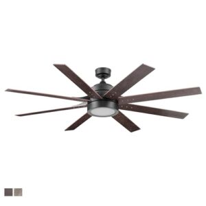 honeywell ceiling fans xerxes, 62 inch contemporary led ceiling fan with light and remote control, 8 blades with dual finish, reversible motor - 51628-01 (bronze)