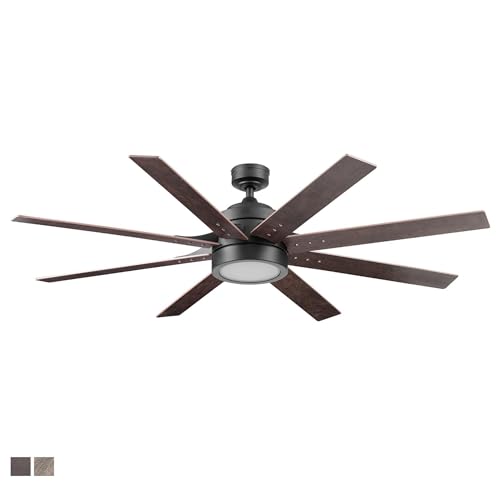 Honeywell Ceiling Fans Xerxes, 62 Inch Contemporary LED Ceiling Fan with Light and Remote Control, 8 Blades with Dual Finish, Reversible Motor - 51628-01 (Bronze)