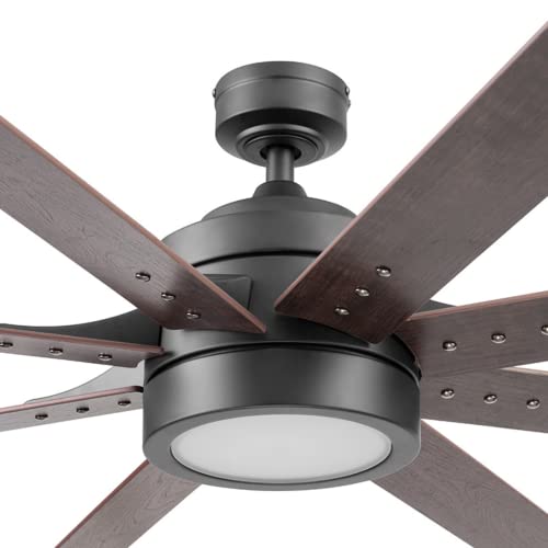 Honeywell Ceiling Fans Xerxes, 62 Inch Contemporary LED Ceiling Fan with Light and Remote Control, 8 Blades with Dual Finish, Reversible Motor - 51628-01 (Bronze)