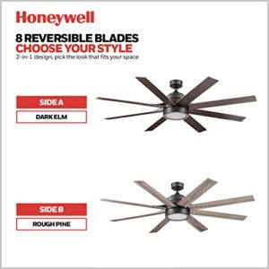 Honeywell Ceiling Fans Xerxes, 62 Inch Contemporary LED Ceiling Fan with Light and Remote Control, 8 Blades with Dual Finish, Reversible Motor - 51628-01 (Bronze)